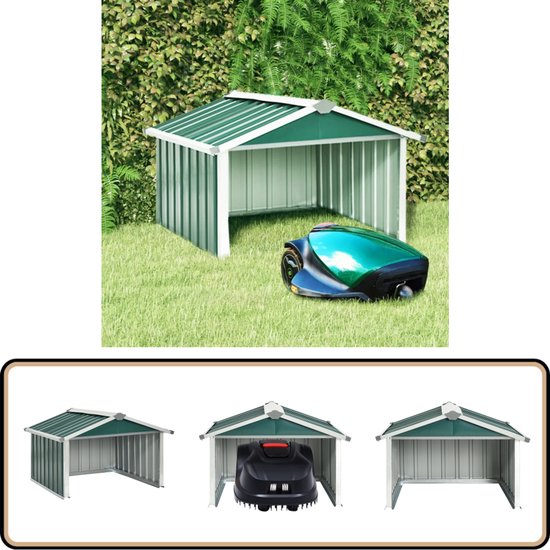 vidaXL Overkapping Robotmaaier Staal Groen 92x97x63cm Robotmaaier ...