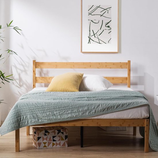 Ellie Bed 100 x 200 cm - Bed met Opbergruimte - Bruin - Bamboe | bol