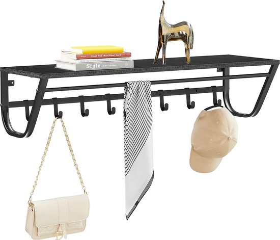 Goodivery ® Wandkapstok met opbergvak, stang en 8 haken, metalen frame ...