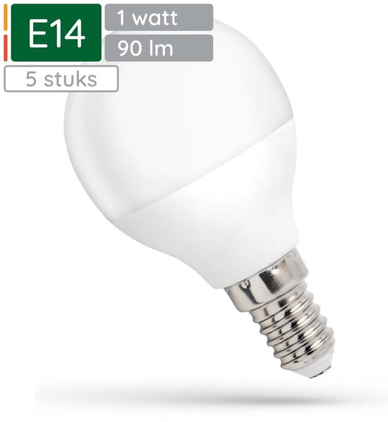 Spectrum LED Kogellamp E14 1W - 230V - 90 Lumen - 6000K Koud wit ...