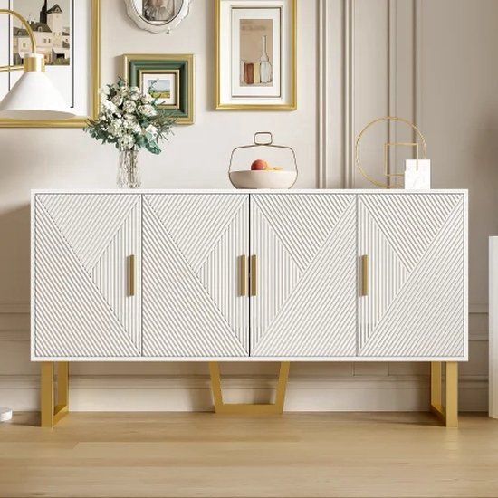 Betaalbare Goederen® Dressoir - Wit Met Goud - Buffetkast - Dressoir ...
