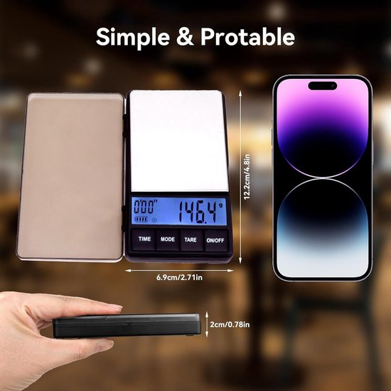 Espressoweegschaal Met Timer 1000 G X 01 G Voor Precieze Koffiemetingen ...