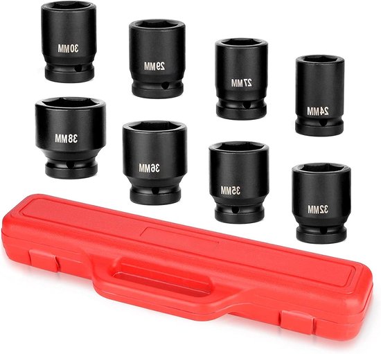 8 Stks 3/4 Inch Impact Socket Set Metrische Hex Head Adapter Socket Set ...