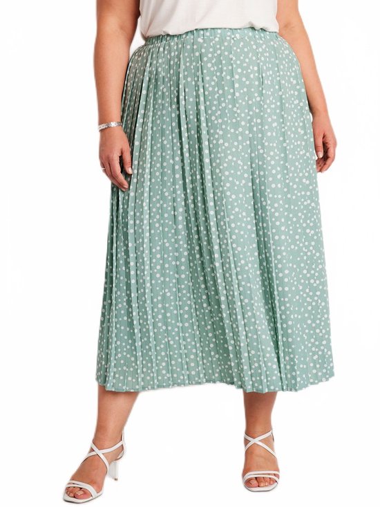 Geplooide lange rok, stippenprint | bol