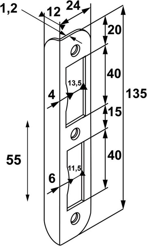 AXA 7135 SL-PC55 Hoeksluitplaat dag-nachtslot DIN rechts zwart - 7135 ...