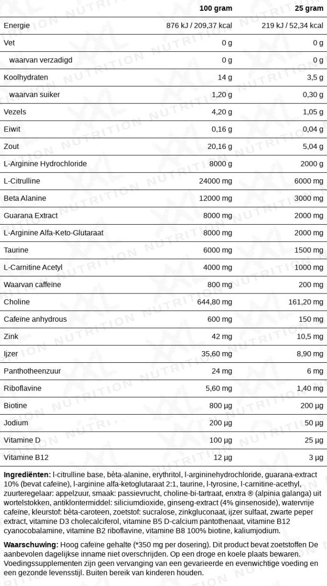 XXL Nutrition - Advanced Pre Workout - Low Sugar & Vetvrije Preworkout ...