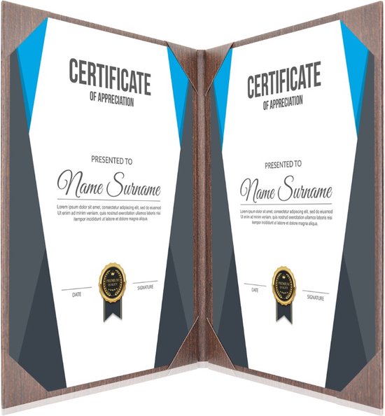 Goodline® - Rapportmap / Diplomamap / Certificaat Mappen - 2x A4 - Houtpatroon Donkerbruin | bol