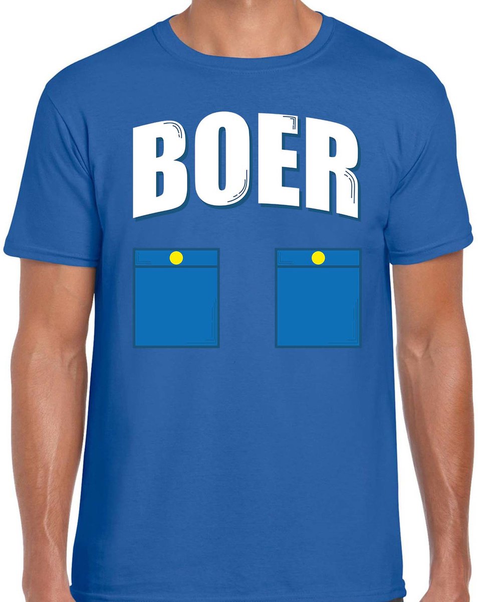 Boer met zakken icoon verkleed t-shirt blauw voor heren - Boeren ...