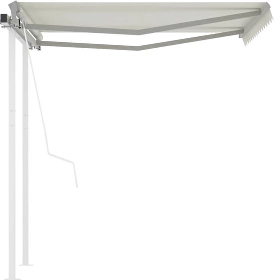 vidaXL Luifel automatisch uittrekbaar met palen 3-5x2-5 m crèmekleurig ...