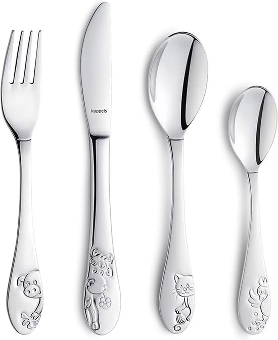 Kinderbestekset boerderijvrienden | 4-delig | roestvrij staal | kinderbestek met... | bol