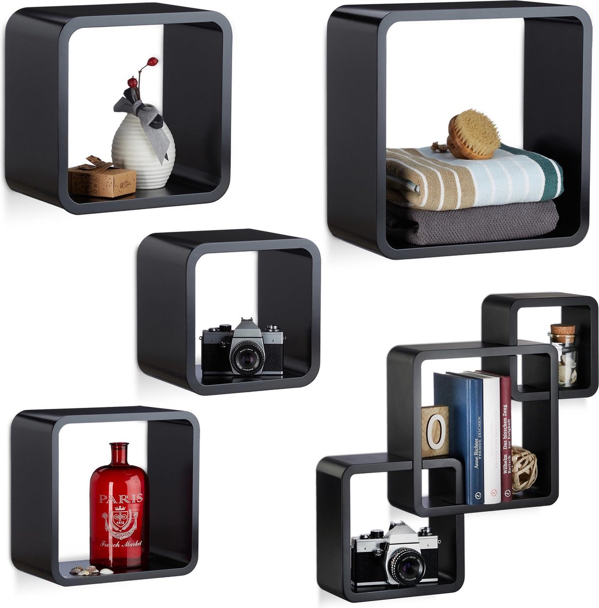 relaxdays 5-delige wandbox set - wandboard - keukenrek - wandplank ...