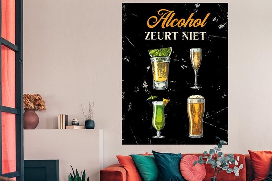 Poster Drank - Glazen - Spreuk - 120x160 cm XXL - Vaderdag cadeau ...