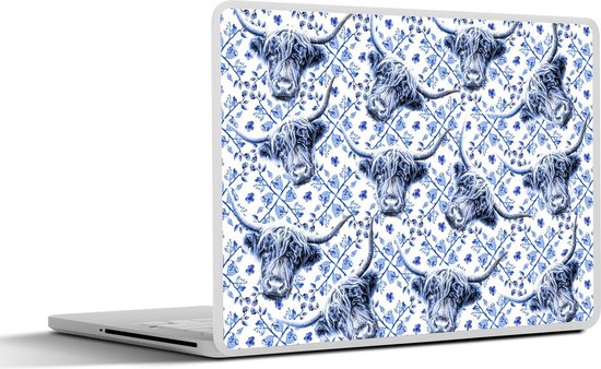 Laptop sticker - 11.6 inch - Schotse hooglander - Delfts blauw ...
