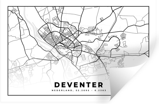 Muurstickers - Sticker Folie - Stadskaart - Deventer - Nederland ...