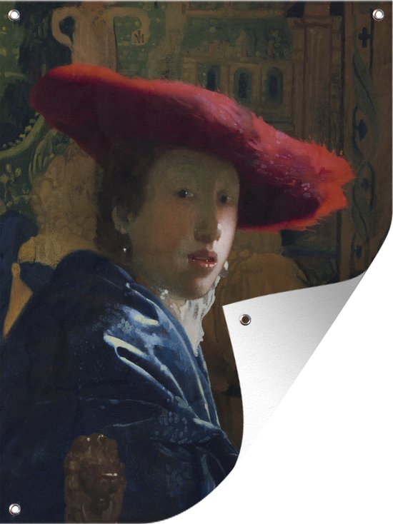Tuin decoratie Meisje met de rode hoed - Johannes Vermeer - 30x40 cm ...
