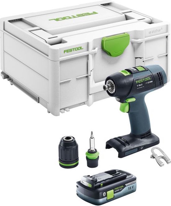 Festool T 18+3 - Promo 2022 - 18V Li-Ion accu schroefboormachine set in systainer met... | bol.com