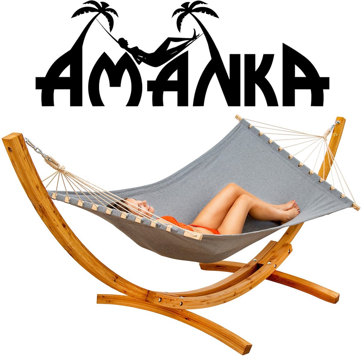 XXL Hangmat met Houten Frame - Hangmatstandaard Tuin Hammock voor 2 ...