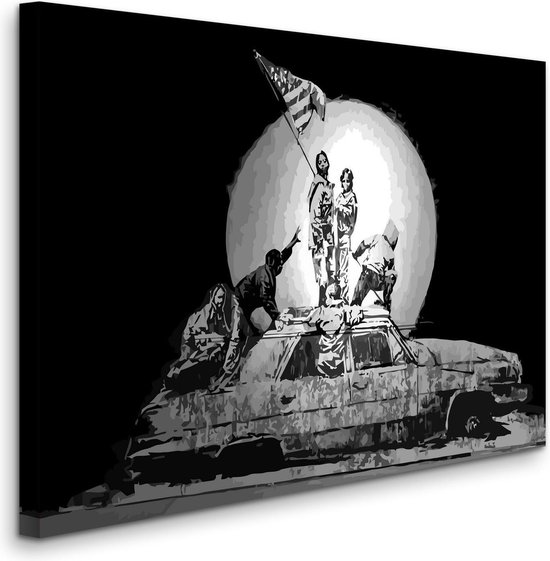 BANKSY Kids Car Wreck Flag Canvas Print | bol.com
