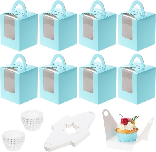 Pack of 50 Cupcake Boxes - 1 Hole - Cardboard Packaging Boxes - Bakery ...