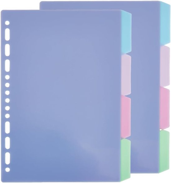 4 Sheets 4-Tab Plastic Binder Dividers - A4 Paper Clips - Blank ...