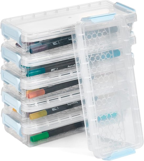 Stackable Pencil Box - 6 Pcs Clear Plastic Container - Multi-Purpose ...