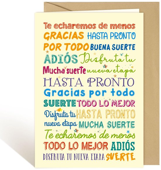 Large Spanish farewell card with envelope, greeting card, XXL, to say ...