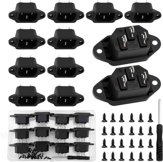 Premium - Panel Mount Plug Adapter, 12 Stuks, 3P Terminals, AC 250V 10A ...