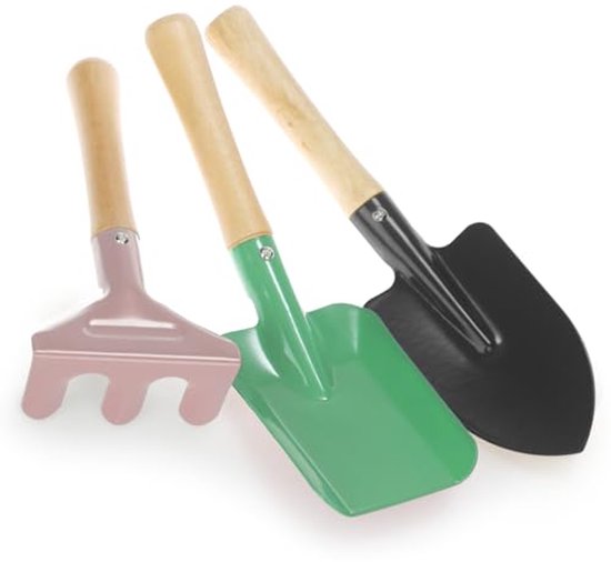 3-delige tuingereedschapset voor kinderen - kleine hark, schep en spade ...