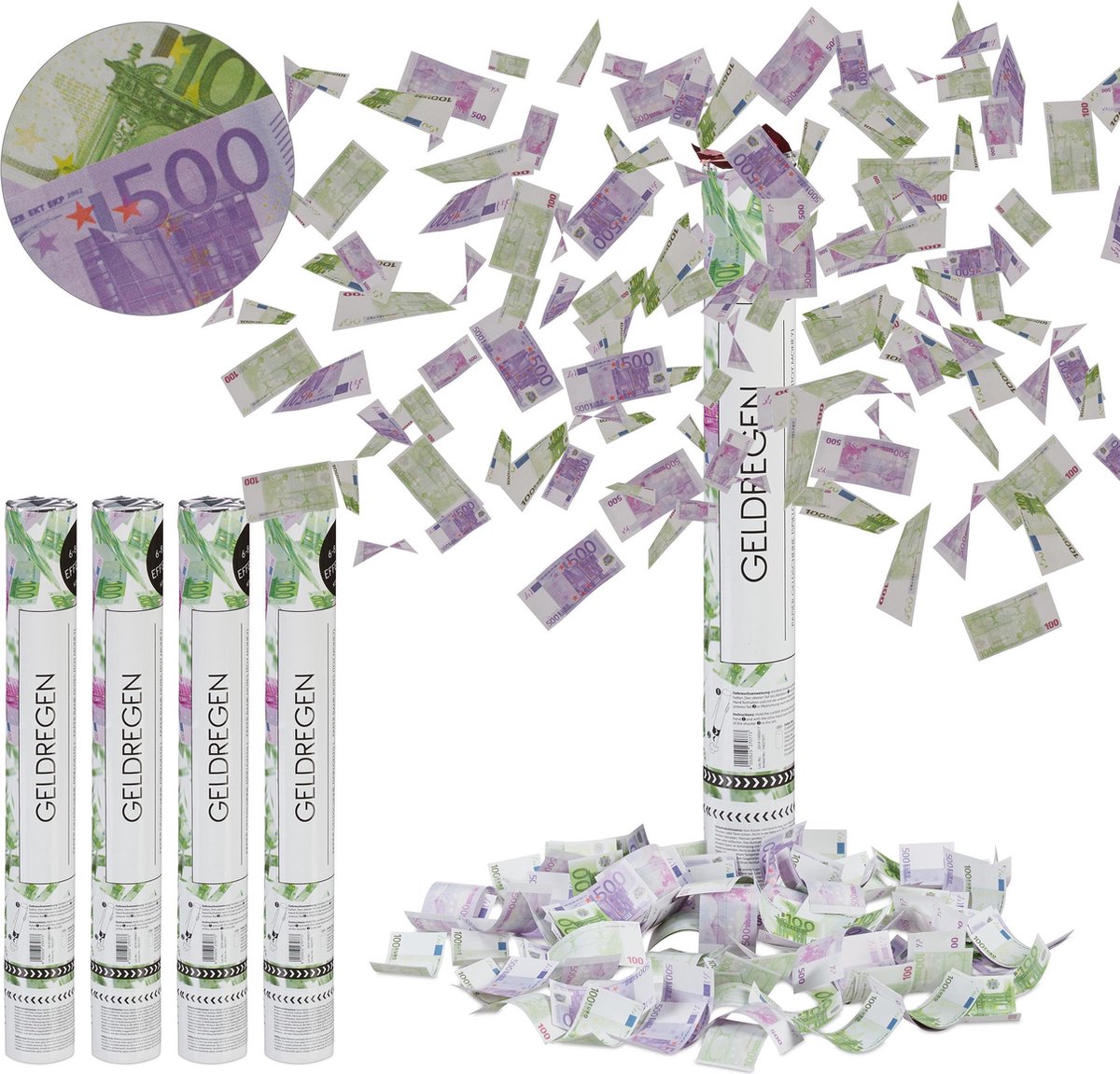 relaxdays 5x confetti cannon large - party popper money - 40 cm ...