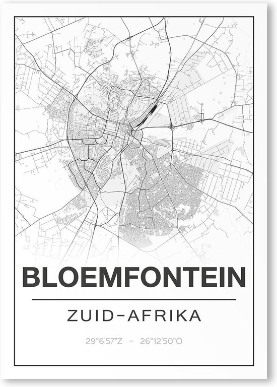 Poster/plattegrond BLOEMFONTEIN - 30x40cm | bol