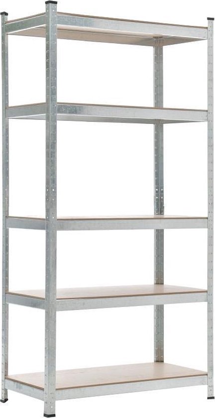 CLP Metalen opbergrek met 875 kg draagvermogen zilver 90x45x220 cm | bol