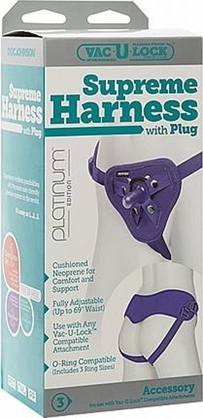 Doc Johnson Vac U Lock Supreme Harness With Plug Purple