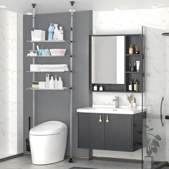 Opbergrek 4 niveaus badkamer ruimtebesparend wasrek wasmachine droger ...