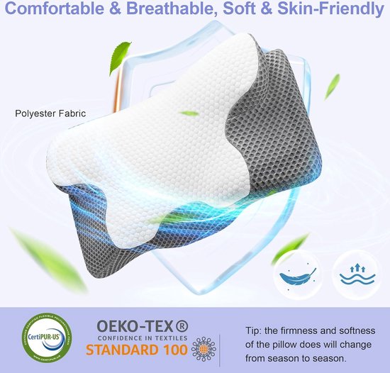 Contourkussen van traagschuim voor nek- en schouderpijnverlichting - Ergonomisch... | bol