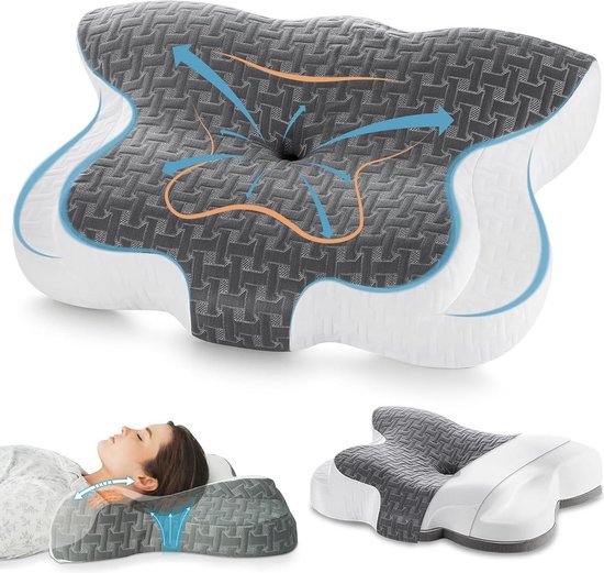 Nekkussen van traagschuim voor nekpijn verlichting - Verstelbaar orthopedisch... | bol