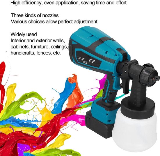 Elektrisch spuitpistool - Draadloos oplaadbaar - 21 V lithiumbatterij - 1000 ml -... | bol