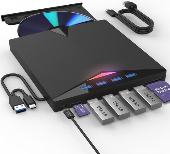 Externe Blu-ray Drive USB 3.0 Type-C - Draagbare 3D BD/DVD Speler voor ...
