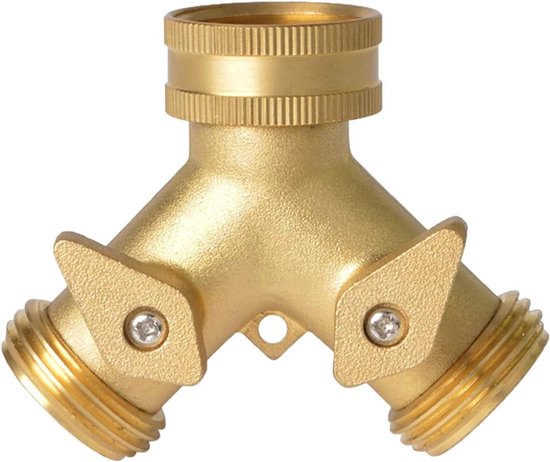 Messing Tap Y Dubbelkanaals Water Slang Splitter - Standaard Draad 3/4 inch - Tuin Y... | bol