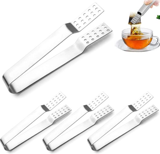 Handige Set van 4 Theezakjes Knijpers van Roestvrij Staal voor Thuis en ...