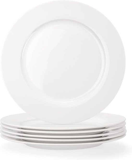 Hoofdgerechten borden - Set van 6 warmwit porseleinen borden ...