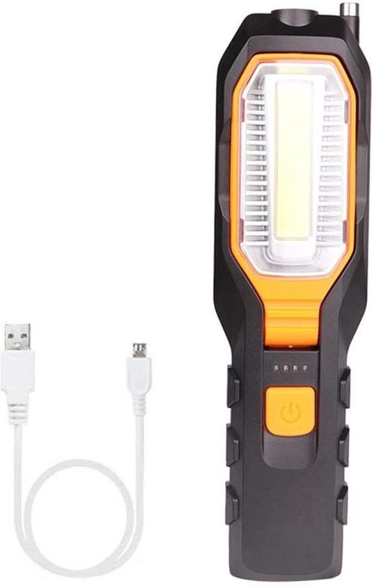 Oplaadbare USB-zaklamp COB handlamp - Draagbare LED-werklamp met magneet en haak | bol