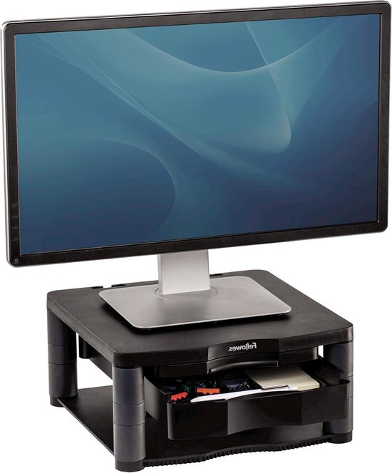 Zwarte monitorstandaard Plus - Verhoogde monitorstandaard met premium ...