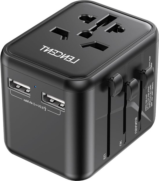 Wereldwijd Universele Reisadapter met 2 USB-A - Stopcontact Adapter ...
