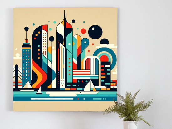 Modern rotterdam schilderij | Rotterdamse skyline in futuristische ...