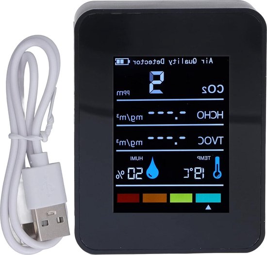CO2 Meter Realtime Detectie LCD-scherm Nauwkeurige CO2-monitor TVOC ...