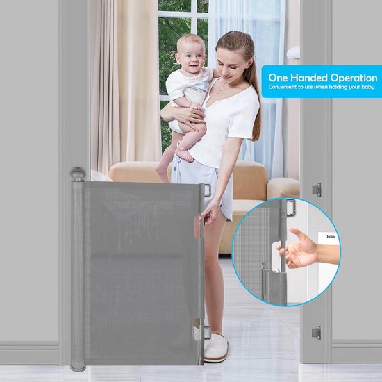 Intrekbare trappoort voor baby - verlengbaar tot 180 cm breed - 86 cm ...