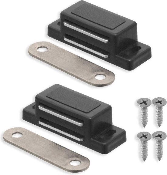 2 Stuks Magnetische Deurvangers voor Kast - Zwart met Schroeven | bol