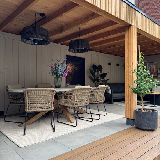 BUITEN living Tulum dining tuinstoel set van 6 | touw + RVS | Sahara ...