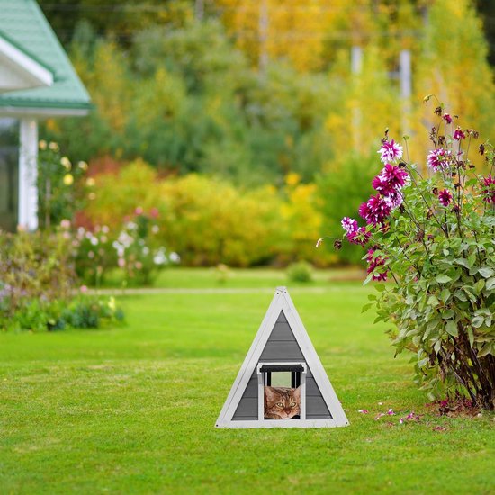 Weerbestendig kattenhuis van hout - Afmetingen 54 x 52 x 64 cm - 2 ...