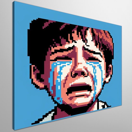 Pixel art huilend kind schilderij | Sorrowful tears in a digital world ...